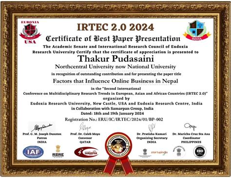 I Am Excited To Present Here The Certificate Of Best Presentation