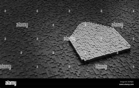 3d Rendering Metal Cubes In Shape Of Symbol Of Paper Open Envelope With Up Arrow Light Silver