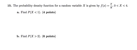 Solved The Probability Density Function For A Random Chegg