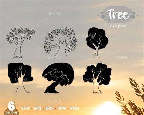 Tree SVG Pack Tree SVG Tree Clipart Vector Cut File For Cricut Silhouette Png Digital
