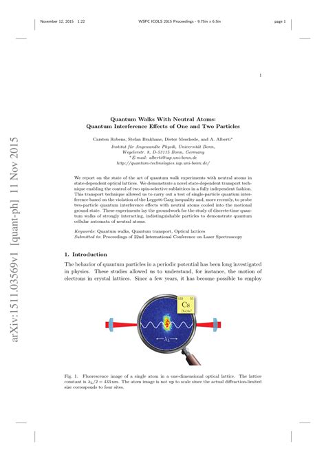 Pdf Quantum Walks With Neutral Atoms Quantum Interference Effects Of