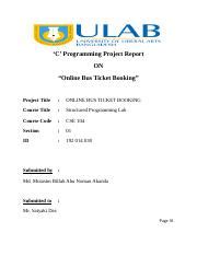 Cse Project Report Docx C Programming Project Report ON Online Bus Ticket Booking