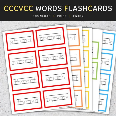 Cccvcc Words Tracing Flashcards Short Vowels A E I O U Cccvcc Word