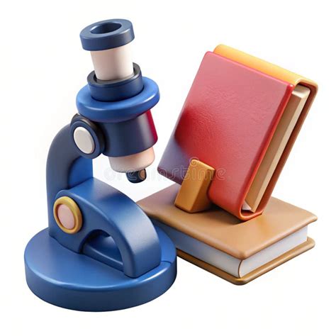 Book And A Microscope Next To A Book For Science Learning Isolated On