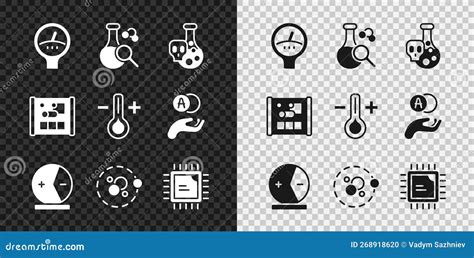 Set Gauge Scale Test Tube With Toxic Liquid Atom Processor Cpu Graphing Paper For