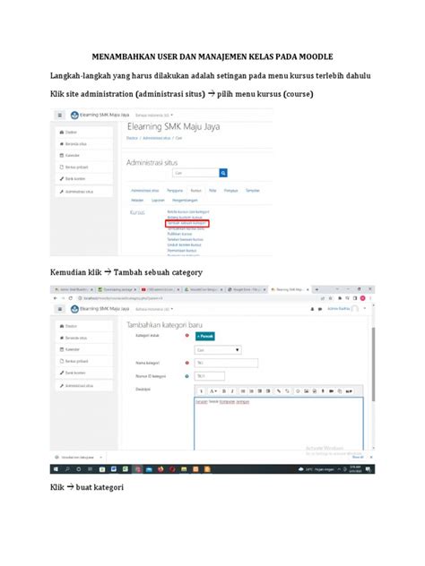 Menambahkan User Dan Manajemen Kelas Pada Moodle Pdf