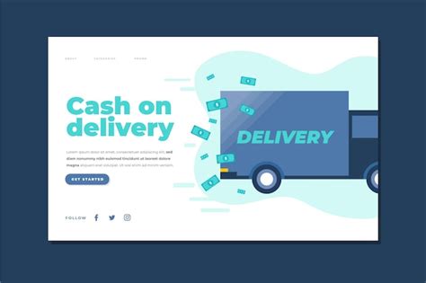 배달 방문 페이지 템플릿에 손으로 그려진 현금 무료 벡터