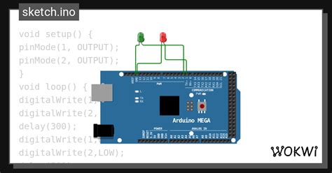 LED 2 ดวงกระพรบพรอมกน Wokwi ESP32 STM32 Arduino Simulator