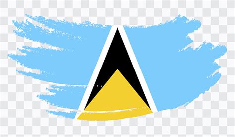 세인트 루시아 국기와 함께 그런지 브러시 스트로크 수채화 그림 깃발 포스터 국기의 배너 스타일 수채화 그리기 투명한 배경에 격리된 벡터입니다 가리기에 대한 스톡 벡터 아트