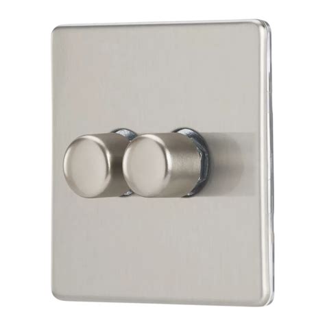 Contactum Lyric Gang Way LED Dimmer Switch Brushed Steel Screwfix