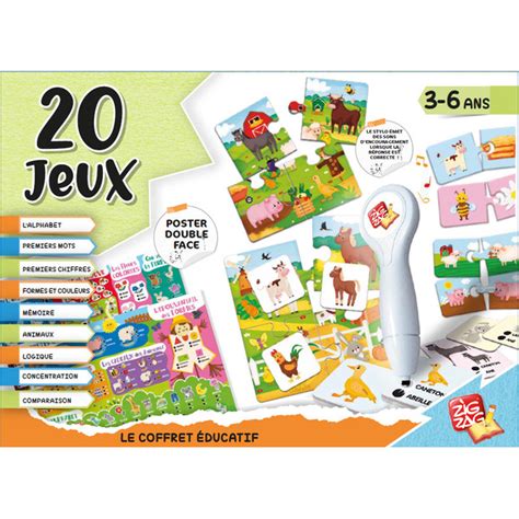 Coffret 20 Jeux éducatifs 3 à 6 Ans Avec Stylo Interactif Zig Zag Educatif King Jouet