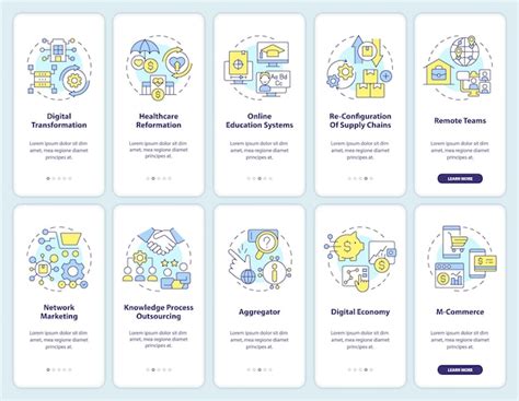 Premium Vector Business Tendencies Onboarding Mobile App Screen Set