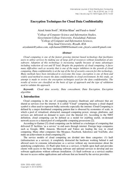 Pdf Encryption Techniques For Cloud Data Confidentiality