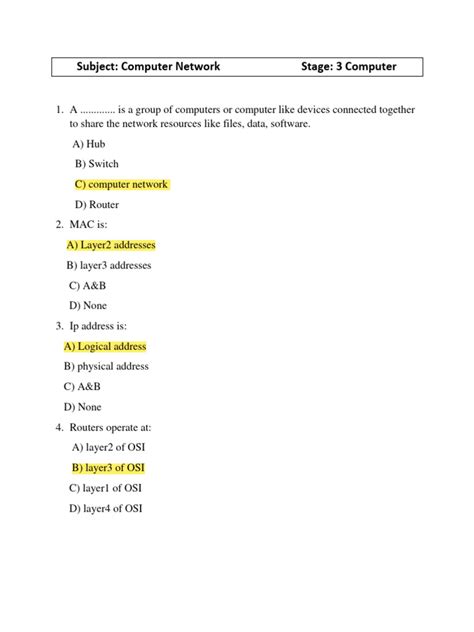 Computer Network Questions Bank Pdf Computer Network Ip Address