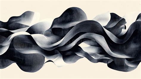 Abstract Black And White Waves Creating A Fluid Dynamic Composition Stock Illustration