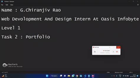 Video Chiranjiv Rao On Linkedin Oasisinfobyte Internship