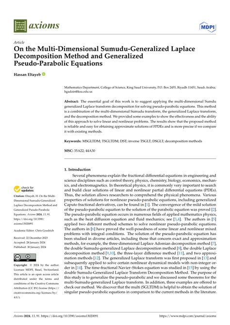 Pdf On The Multi Dimensional Sumudu Generalized Laplace Decomposition Method And Generalized