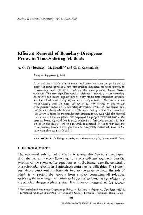 pdf efficient removal of boundary divergence errors in time splitting