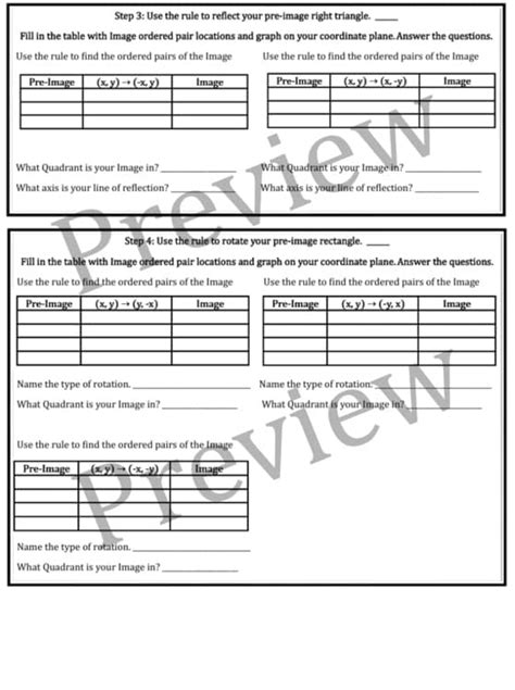 Transformations Assessment Project Coordinate Plane Art Grades 7 And 8