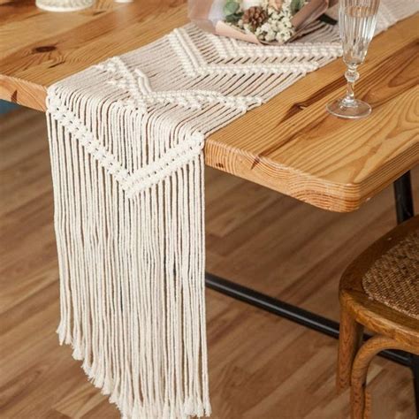 Hand Woven Macrame Table Runner Boho Macrames
