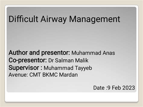 Pdf Difficult Airway Management