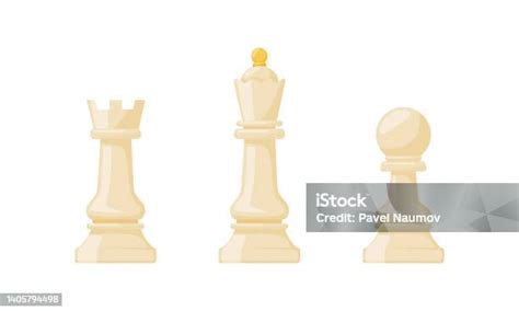 화이트 퀸 폰 루크 체스 조각 세트 지적 전략 보드 게임 벡터 일러스트 레이 션 경쟁에 대한 스톡 벡터 아트 및 기타 이미지