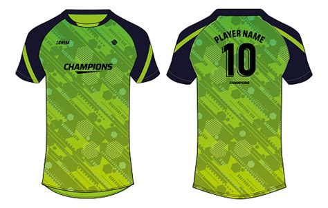 스포츠 저지 티셔츠 디자인 컨셉 벡터 템플릿 크리켓 축구 배구 럭비 테니스 및 배드민턴 유니폼앞과 뒷면보기가 있는 추상 패턴 라운드 넥 풋볼 저지 컨셉 0명에 대한 스톡