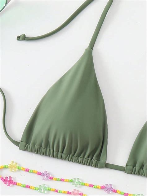 Shenhe Womens 2 Piece Sexy Bikini Sets Halter Tie Side Triangle