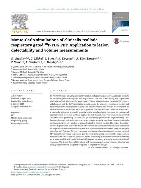 Pdf Monte Carlo Simulations Of Clinically Realistic Respiratory Gated