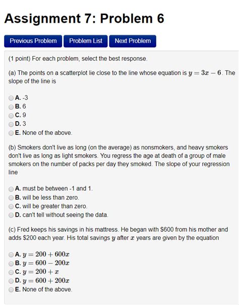 Solved Assignment 7 Problem 6 Previous Problem Problem List