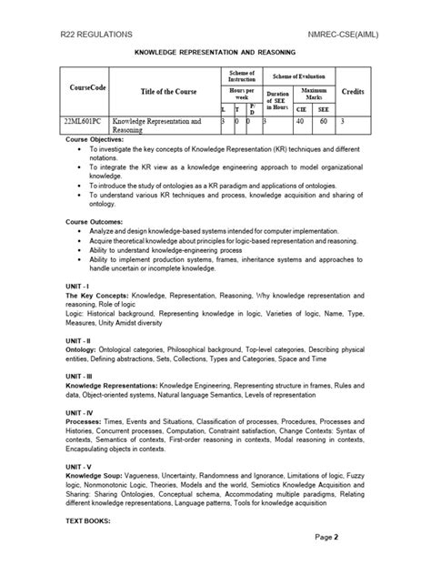 Krr Unit 1 Pdf Knowledge Representation And Reasoning Conceptual Model