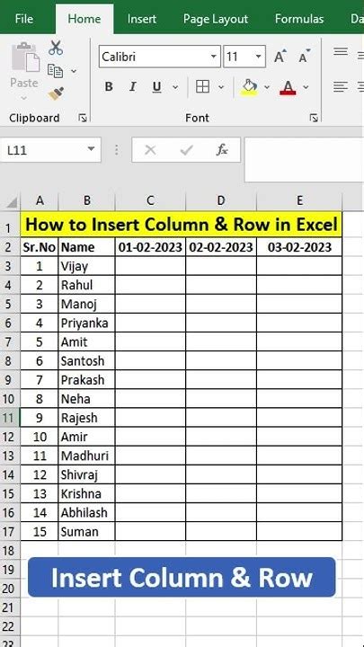 Insert Column And Row In Excel How To Insert Column And Row Shorts Msexcel Simplylearn