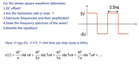 solved for the shown square waveform determine 1 dc offset