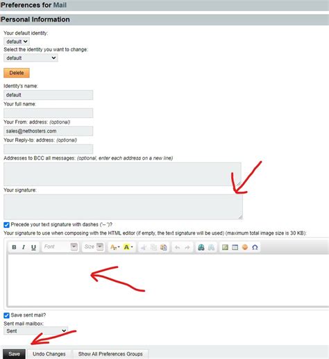 Create Or Modify Email Signature In Roundcube Or Horde For Cpanel