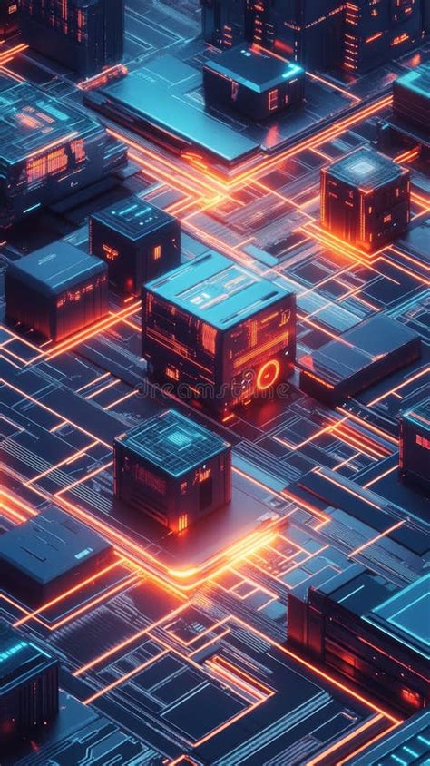 Complex Isometric Data System With Various Elements In A Futuristic