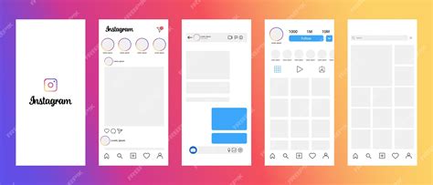 Instagram 디자인 인스 타 그램 화면 소셜 미디어 및 소셜 네트워크 인터페이스 템플릿 설정 Instagram 사진 프레임