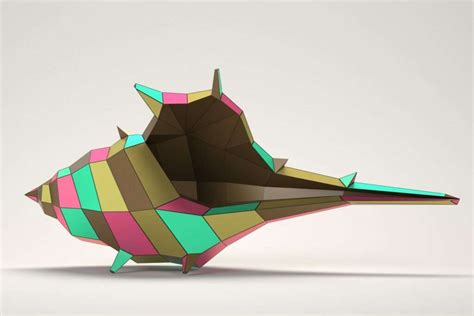 3d Papercraft Nautilus Shell Diy Polygonal Sculpture Template