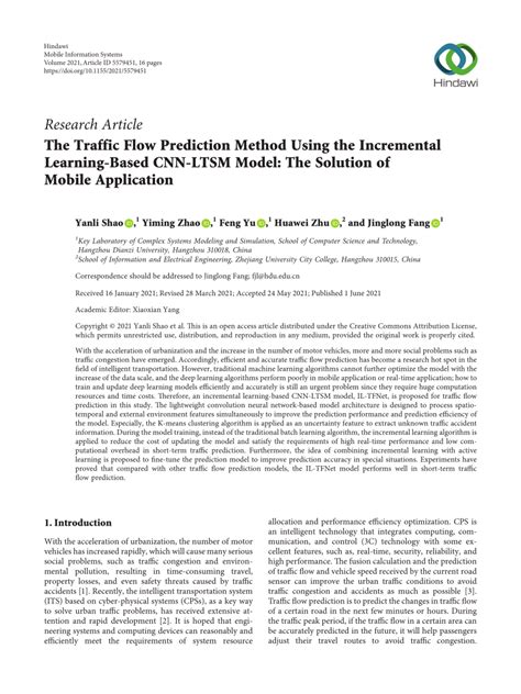 pdf the traffic flow prediction method using the incremental learning based cnn ltsm model