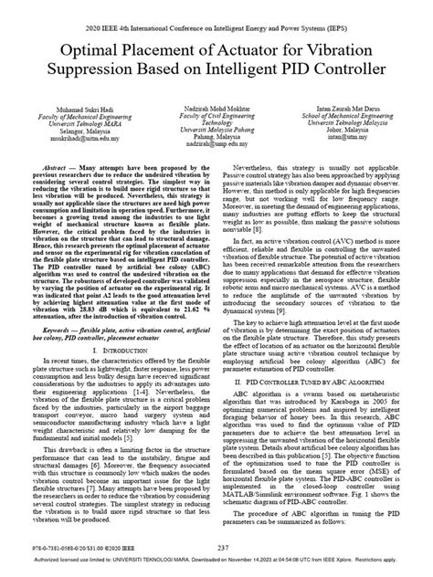 Optimal Placement Of Actuator For Vibration Suppression Based On