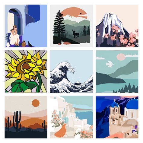 พร้อมส่ง ระบายสีตามตัวเลข ภาพระบายสีตามตัวเลข ขนาด 20x20cm แบบขึงเฟรม