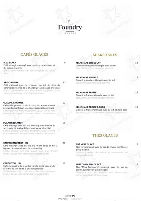 Menu At The Foundry Restaurant Geneva