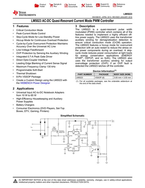 Lm5023 Ac Dc Quasi Resonant Current Mode Pwm Controller