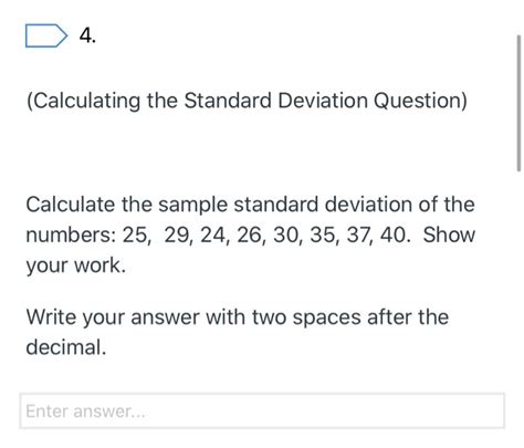 Solved Calculating The Standard Deviation Question Chegg Com