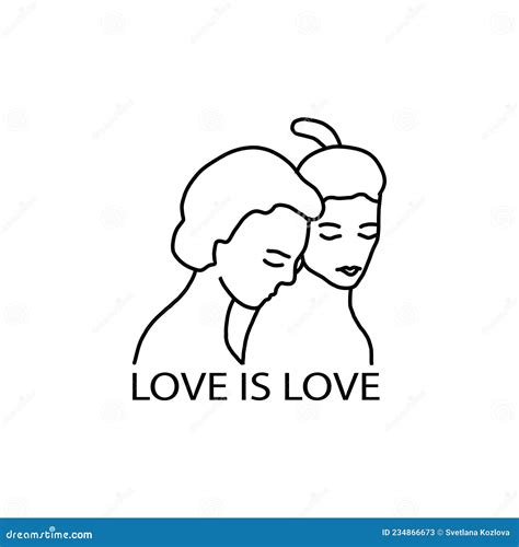 Joyeux Dessin Vectoriel De Couple Lesbien Deux Femmes S Embrassent Concept De Relation