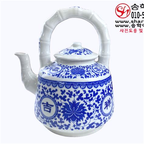 청화백자주전자 신작 중국도자기 인테리어도자기 도자기주전자 엔틱소품 빈티지소품 송학아트 옛날물건ㅣ골동품ㆍ고가구