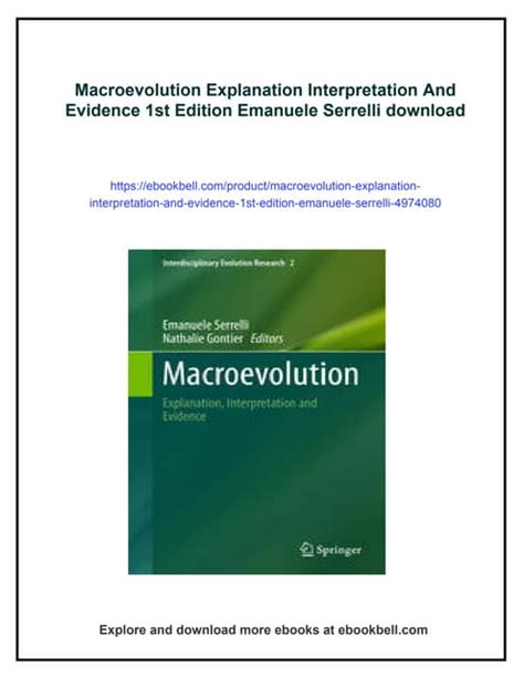 Macroevolution Explanation Interpretation And Evidence 1st Edition Emanuele Serrelli Pdf