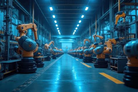 Ai Enhanced Industrial Automation In Advanced Robotic Applications Stock Illustration