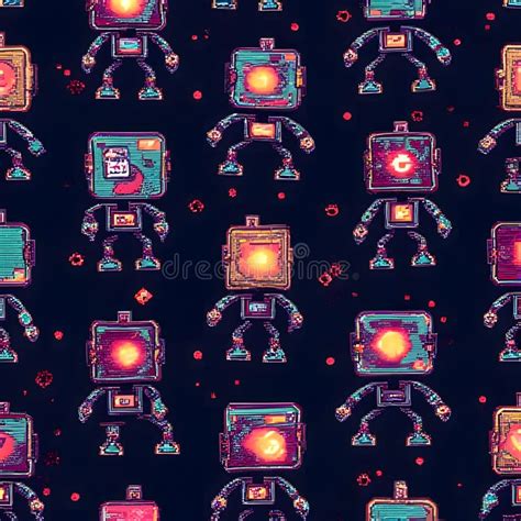 Seamless Pattern Robot Swarm Stock Illustration Illustration Of Screenshot Design 392120096