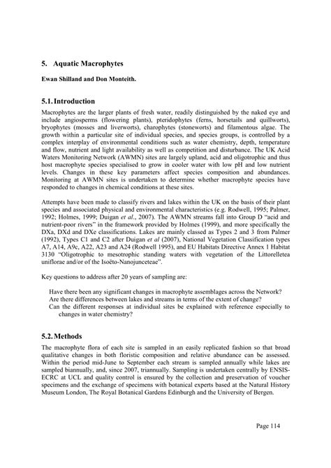 Pdf Aquatic Macrophytes