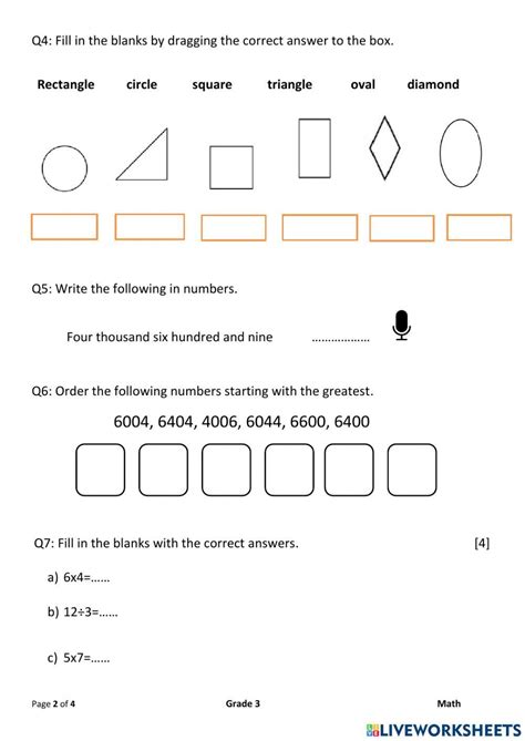 Math Grade 3 Free Interactive Worksheets 5121131